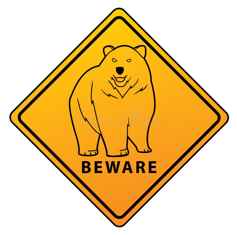 Bear Beware Yellow Sign Board Illustration Design Stock Vector ...