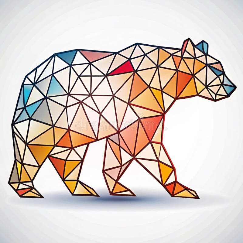 Geometric Abstract Bear with Bold Outline Stock Illustration ...