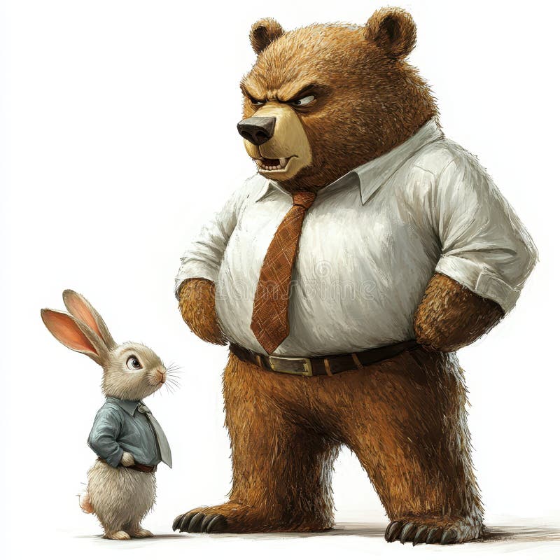 Bear Boss Angrily Scolds Tiny Employee Rabbit Stock Illustration ...