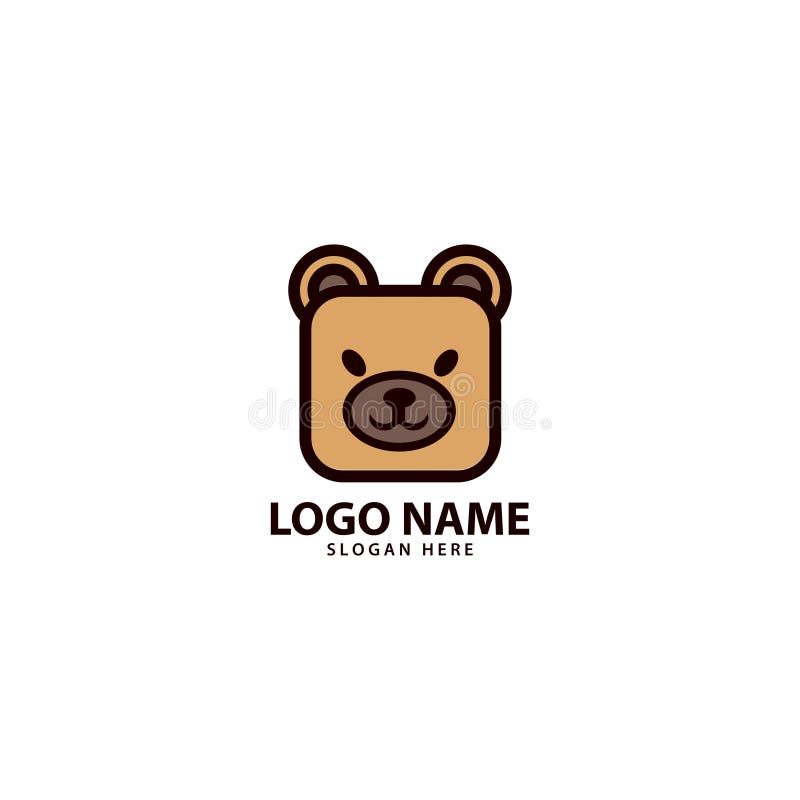 Bear Box Flat Style Logo Design Vector Stock Vector - Illustration of ...