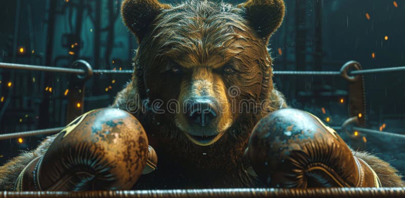 A Bear in the Boxing Ring Ready To Fight Stock Photo - Image of ...