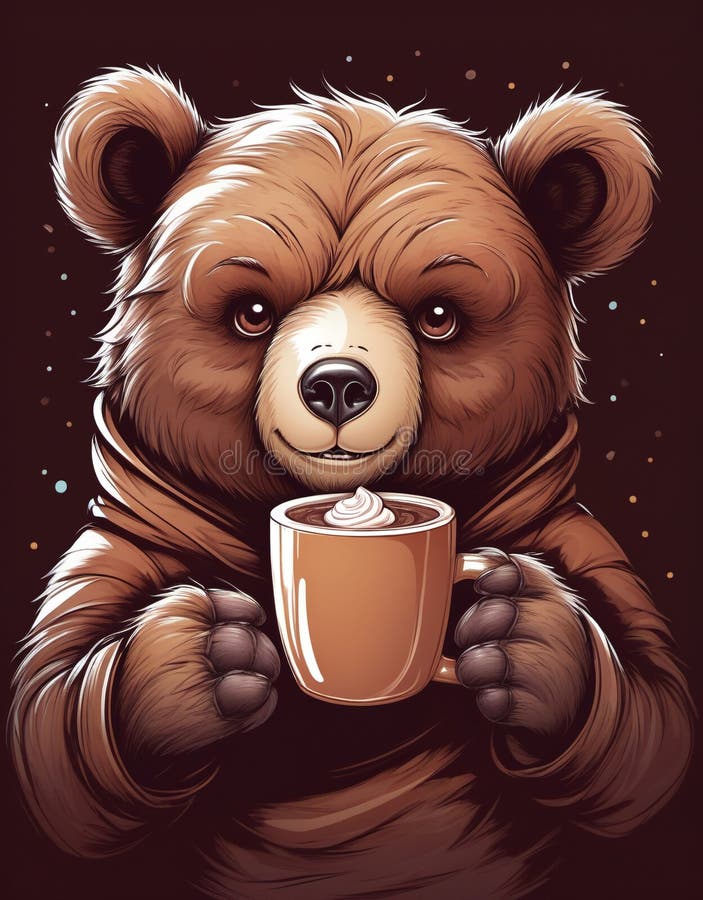 Bear Boy and Coffee. Tshirt Design. Ready To Print Stock Illustration ...