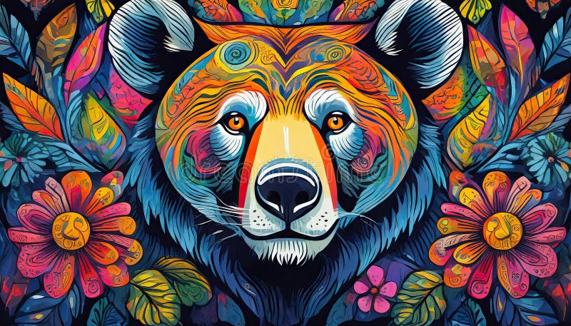 Bear Bright Colorful and Vibrant Poster Illustration Stock Illustration ...