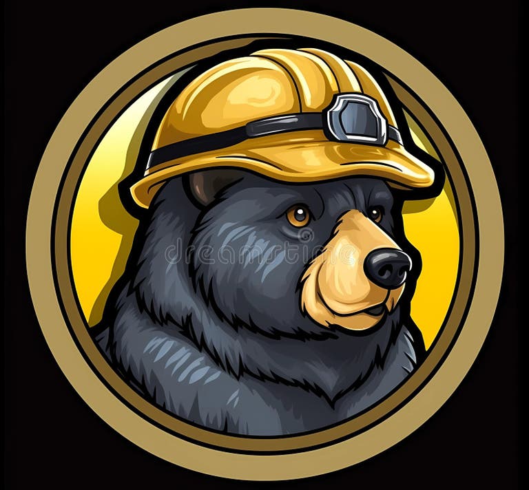 Logo Bear Builder, Serious Face, , in a Yellow Helmet Generated AI, Generative Assistant, Stock ...