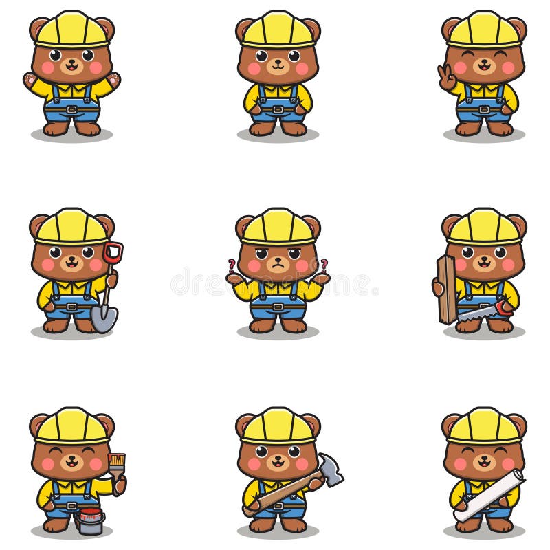 Cute Cartoon Bear Builder Set Stock Vector - Illustration of ...