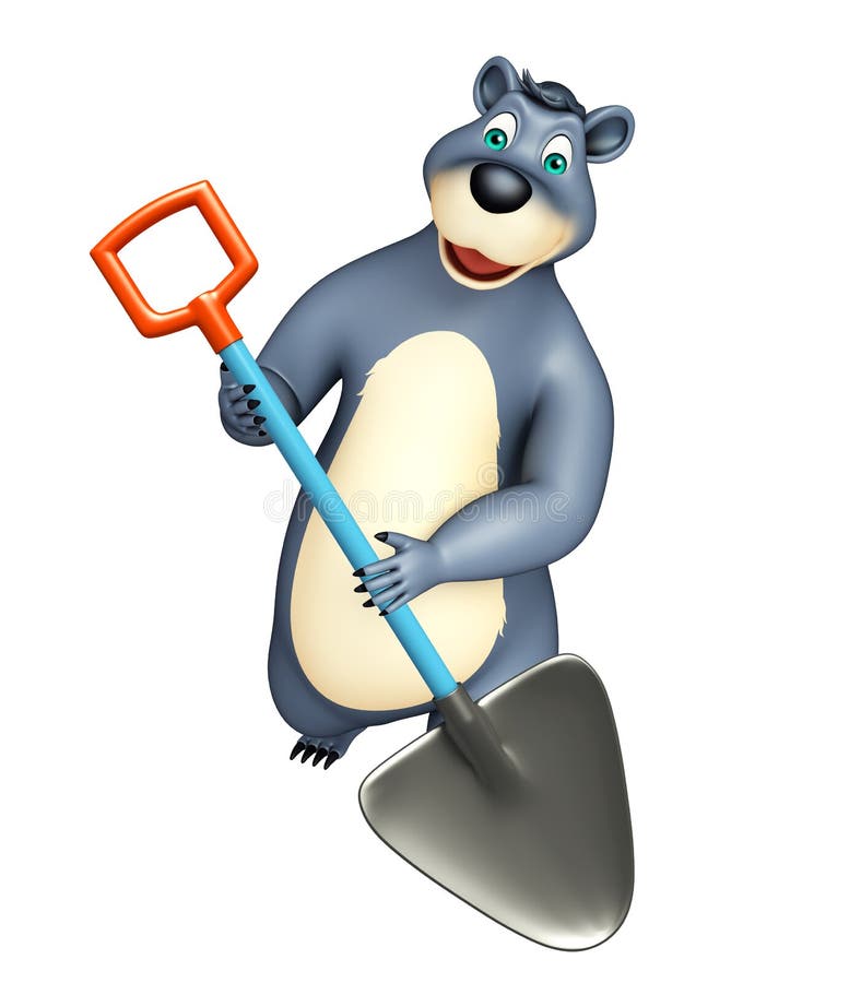 Bear Cartoon Character with Digging Shovel Stock Illustration ...