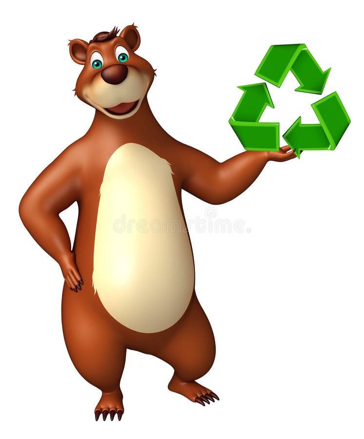 Bear Cartoon Character with Recycle Sign Stock Illustration ...