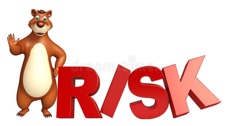 Bear Cartoon Character with Risk Sign Stock Illustration - Illustration ...