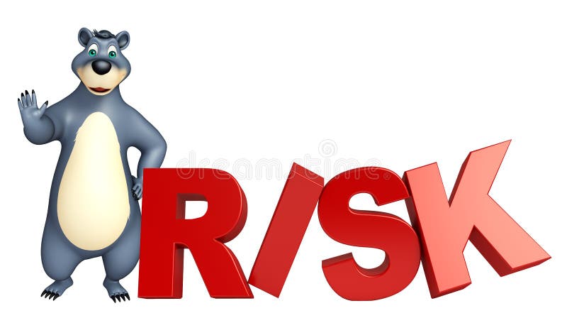 Bear Cartoon Character with Risk Sign Stock Illustration - Illustration ...