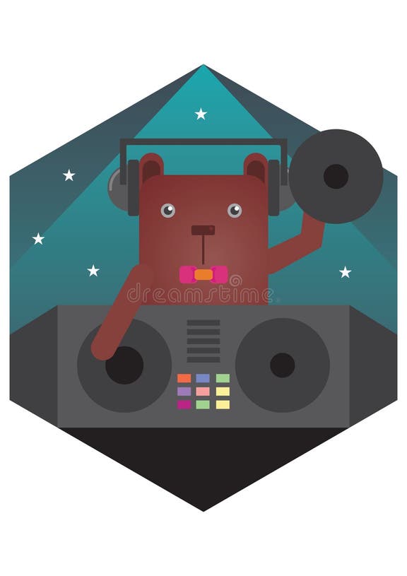 Bear Cartoon Deejay. Vector Illustration Decorative Design Stock Vector ...