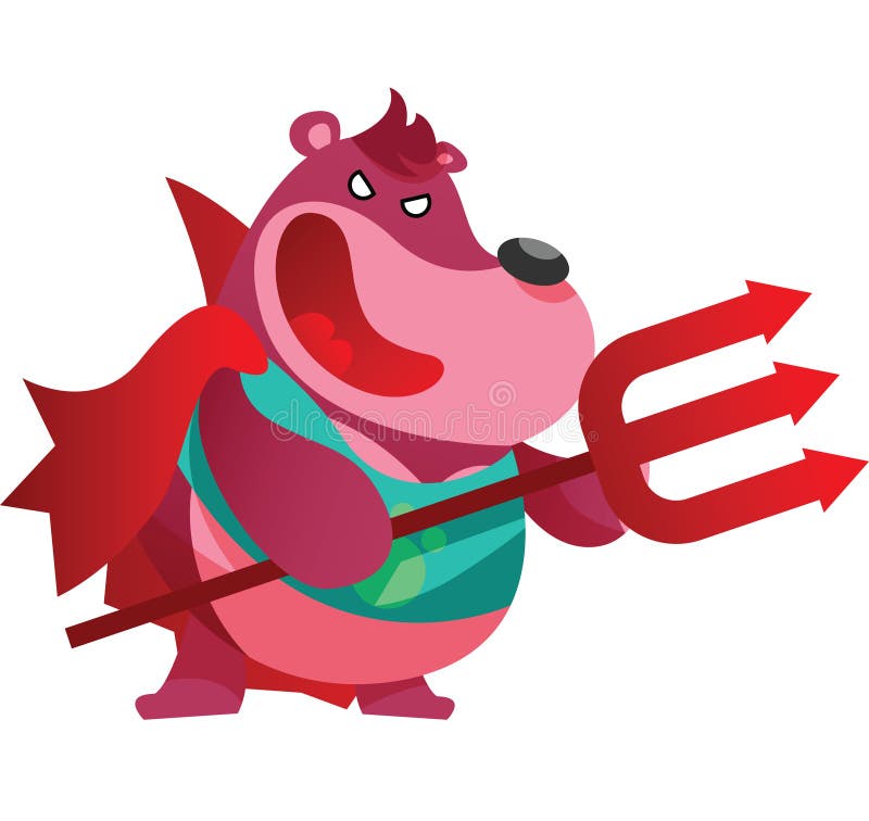 Bear Cartoon Devil. Vector Illustration Decorative Design Stock Vector ...