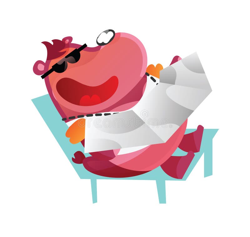 Bear Cartoon Getting a Tan. Vector Illustration Decorative Design Stock ...