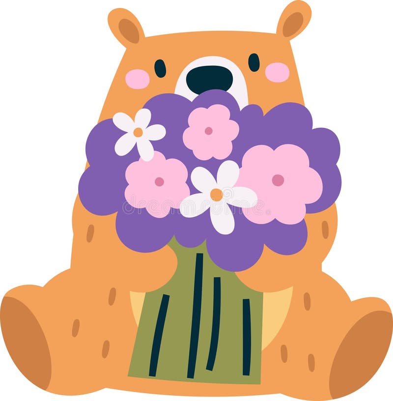Bear Child with Flowers stock vector. Illustration of greeting - 309908504