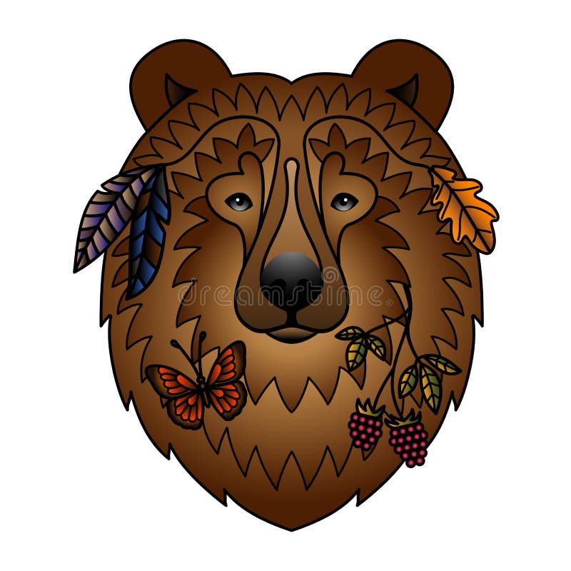 Bear color tattoo stock vector. Illustration of graphic - 60413622