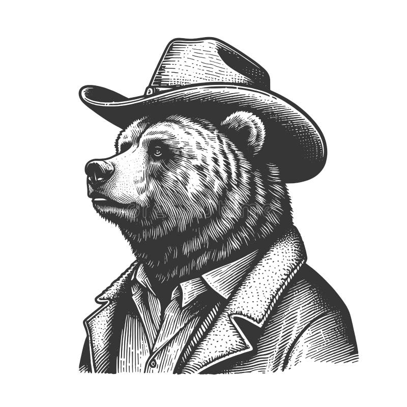 Bear cowboy sketch vector stock vector. Illustration of logo - 309089849