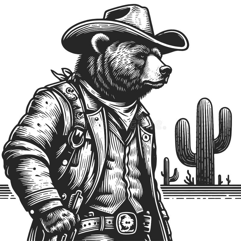 Bear cowboy sketch vector stock vector. Illustration of suit - 310853178