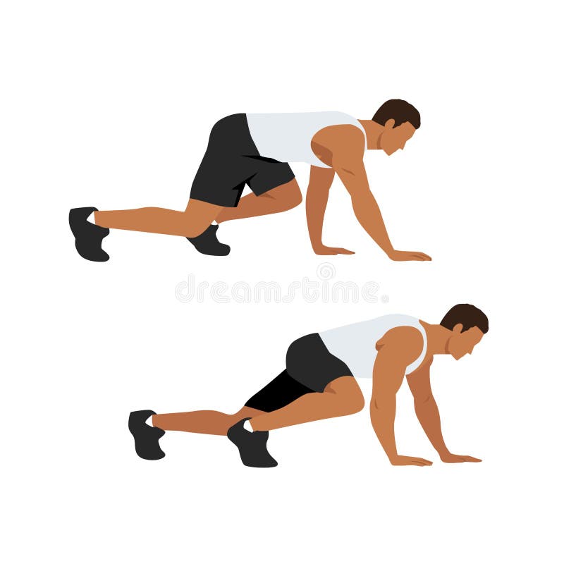 Bear Crawl Exercise Introduction Step with Healthy Man Stock Vector ...