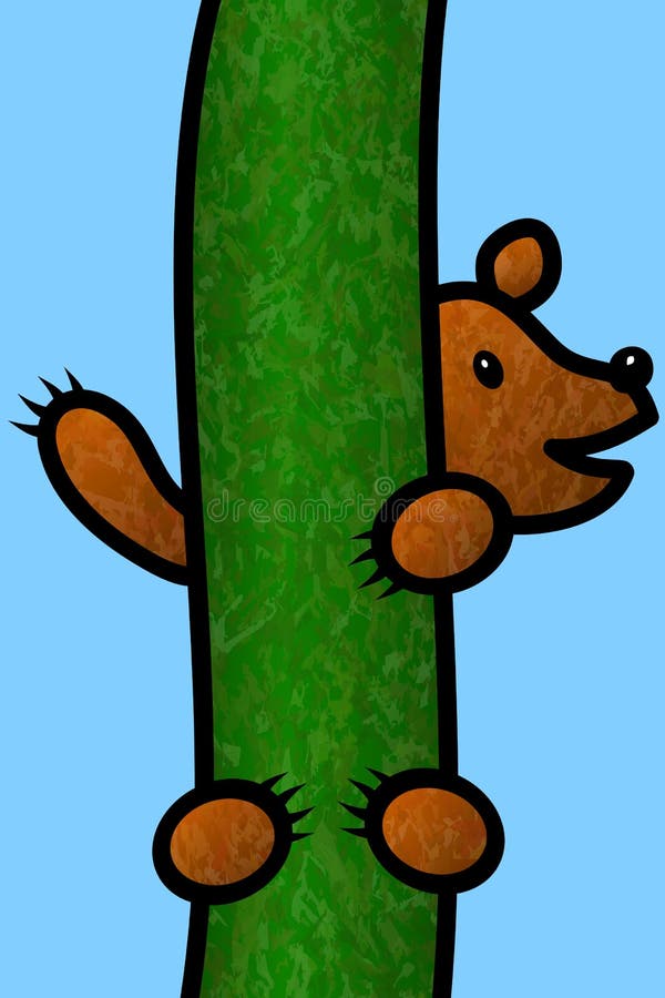 Bear Cub Climbing a Tree stock vector. Illustration of tree - 49314171