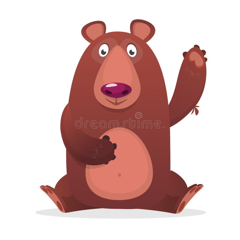Cute Cartoon Bear. Vector Illustration of a Bear Waving Hand Stock ...