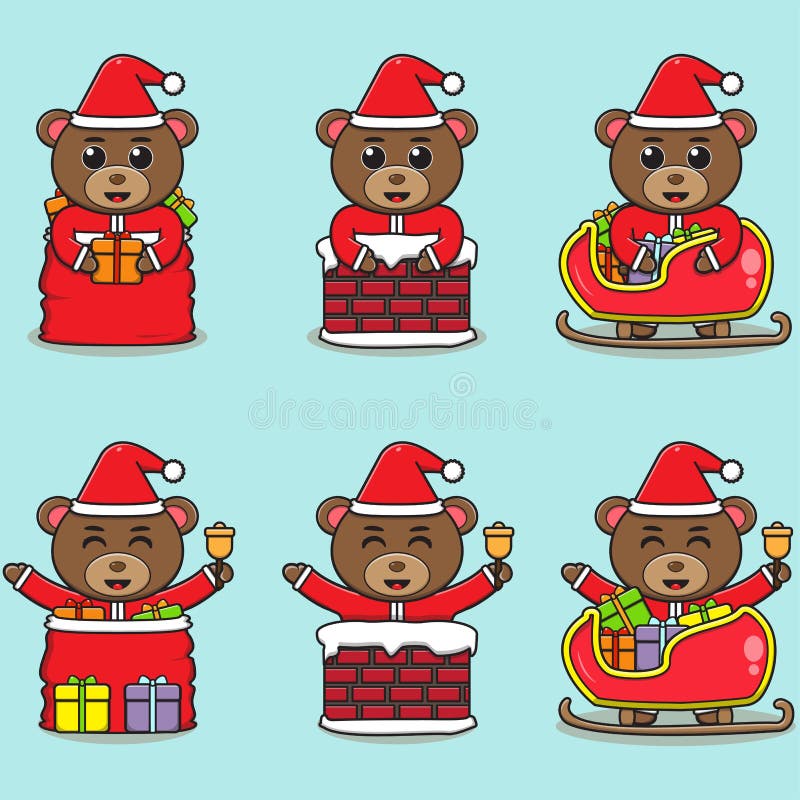 Vector Illustration of Cute Bear Santa Mascot or Character. Stock ...