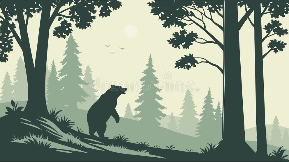 Bear in Deep Forest, Wilderness Dweller, Vector Design Generative AI ...