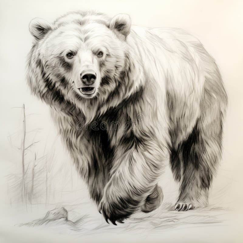 High Dynamic Range Pencil Drawing of a Bear in Traditional Oil-painting ...