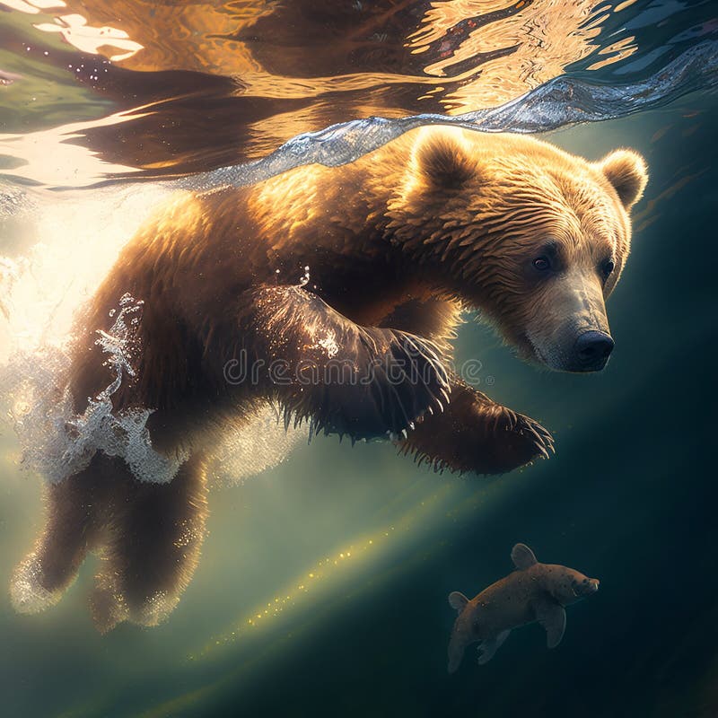 Bear diving into the water stock illustration. Illustration of nature ...