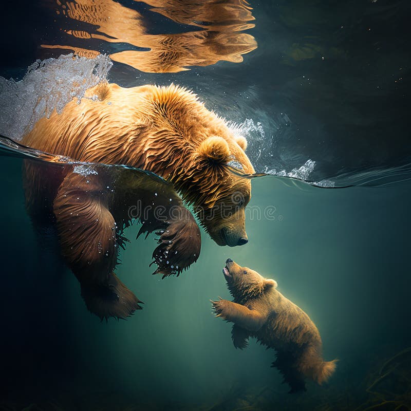 Bear diving into the water stock photo. Image of underwater - 269866962