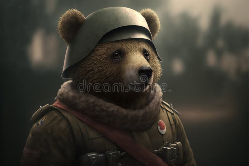 Bear Dressed As a Soldier, Created with Generative AI Technology Stock ...