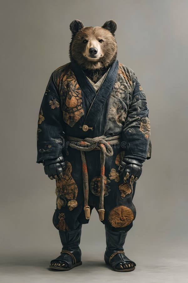 A Bear Dressed in a Samurai Costume Poses for a Picture. Generative AI ...