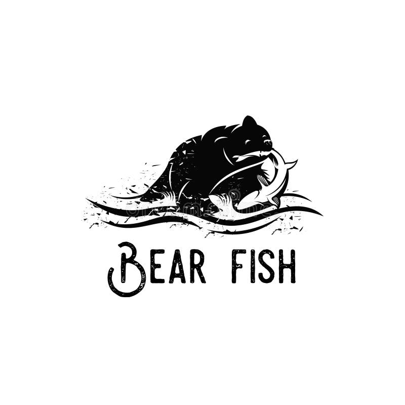 Bear eat fish salmon logo stock vector. Illustration of scarf - 204860330