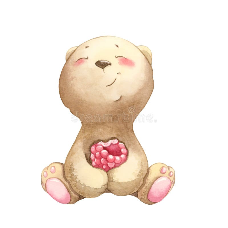 Teddy Bear Eats Raspberries Stock Illustrations – 4 Teddy Bear Eats ...