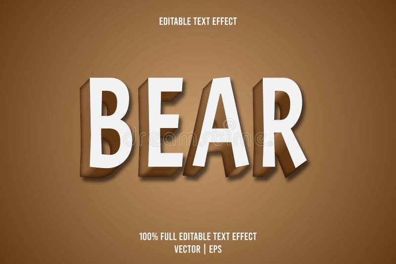 Bear Editable Text Effect 3 Dimension Emboss Cartoon Style Stock Vector ...