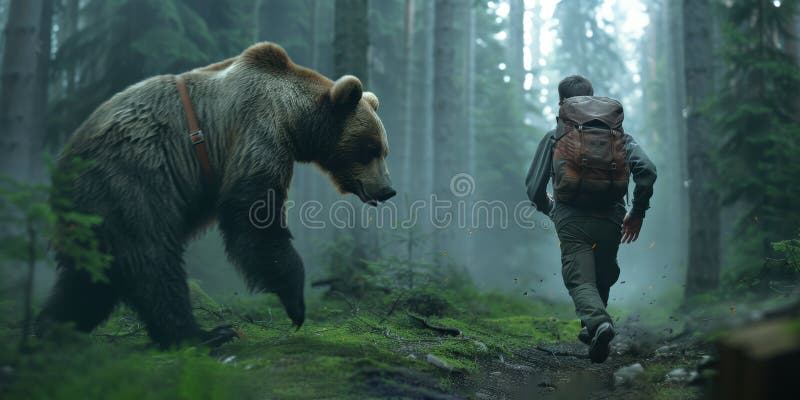 Bear Encounter in the Woods. Created by Generative Artificial ...