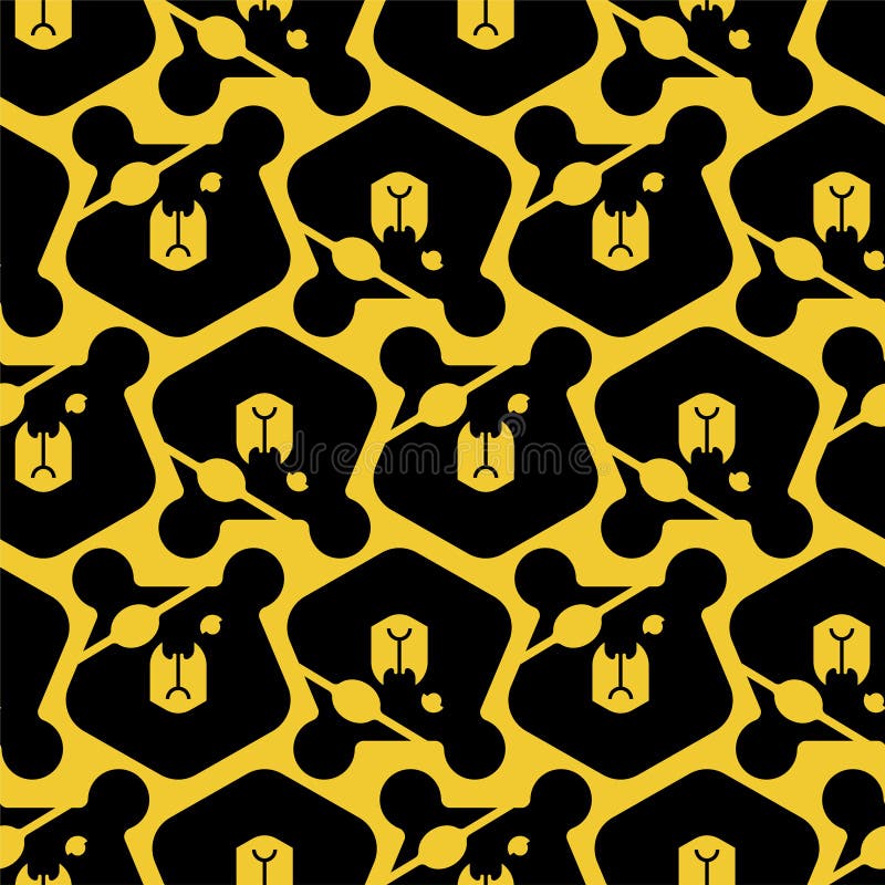 Bear with an Eye Patch Pattern Seamless. One-eyed Predator Background ...