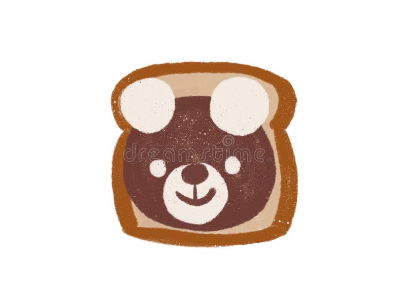 Bear Face Bread Illustration - Cute and Adorable Bakery Art. Stock ...