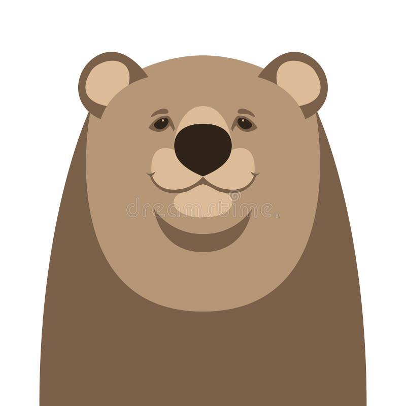Bear Face Flat Style Vector Illustration Front Stock Vector ...
