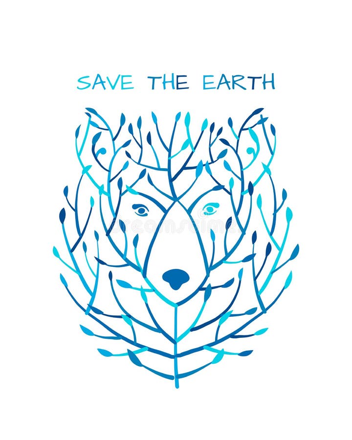 Bear Face Made from Tree, Save the Earth Concept, Sketch for Your ...
