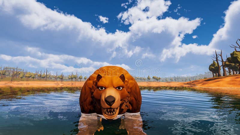 A Bear Facing the Camera with a Natural Background Designed in Low Poly ...