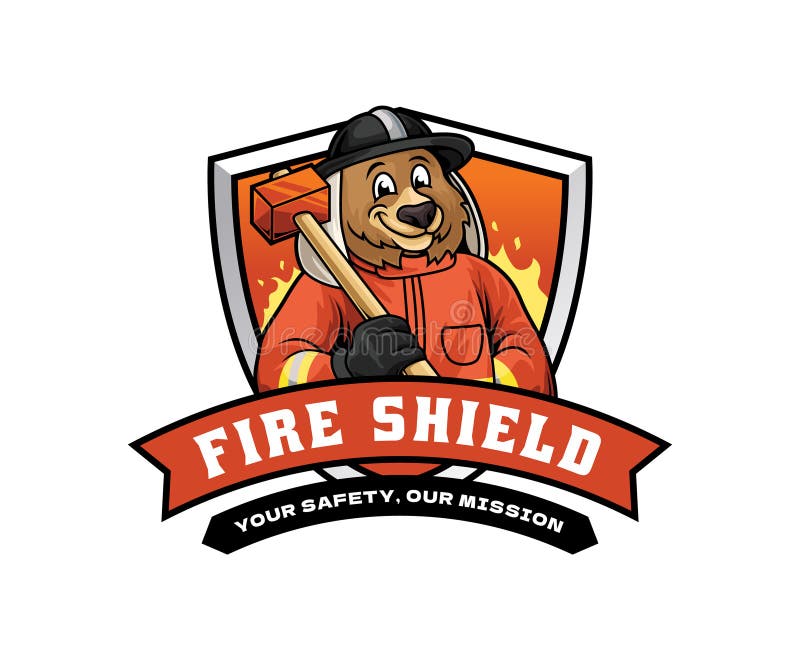 Bear Firefighter Mascot Logo Stock Vector - Illustration of strong ...