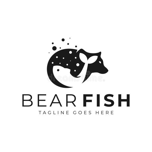Bear Fish Negative Space Logo Stock Vector - Illustration of fish ...
