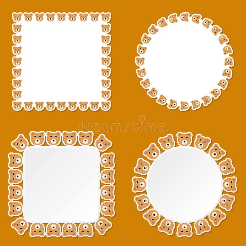 Bear with Square Frame for Banner, Poster, and Greeting Card Stock ...