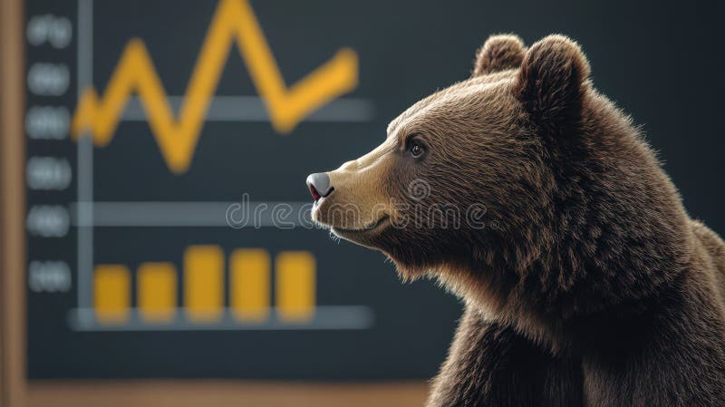 Bear in Front of Graph Indicating Downward Trend Stock Illustration ...
