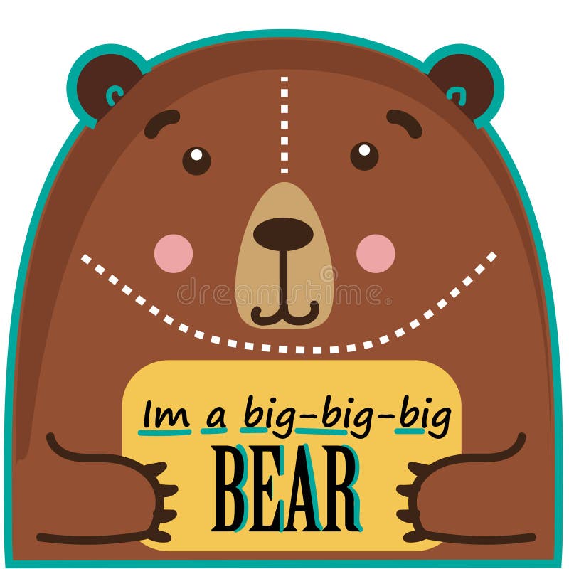 Bear Funny Cute Animal with Text Box Stock Illustration - Illustration ...