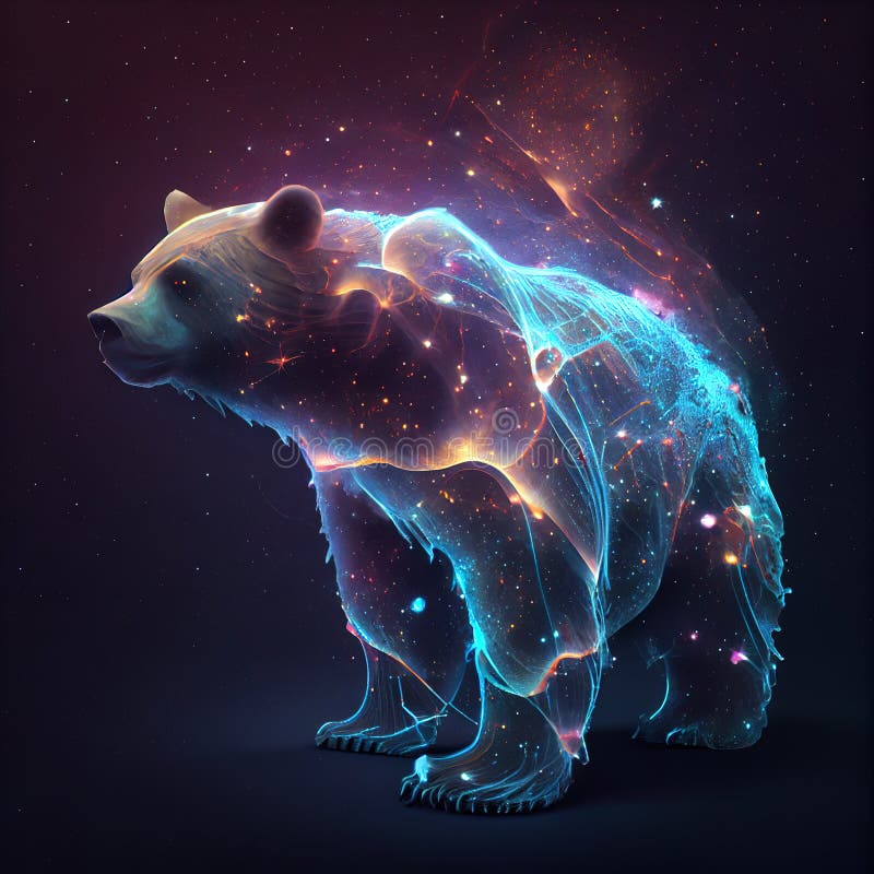 Bear from Galaxies Spirals Space Nebula Stars Smoke. AI Render Stock ...