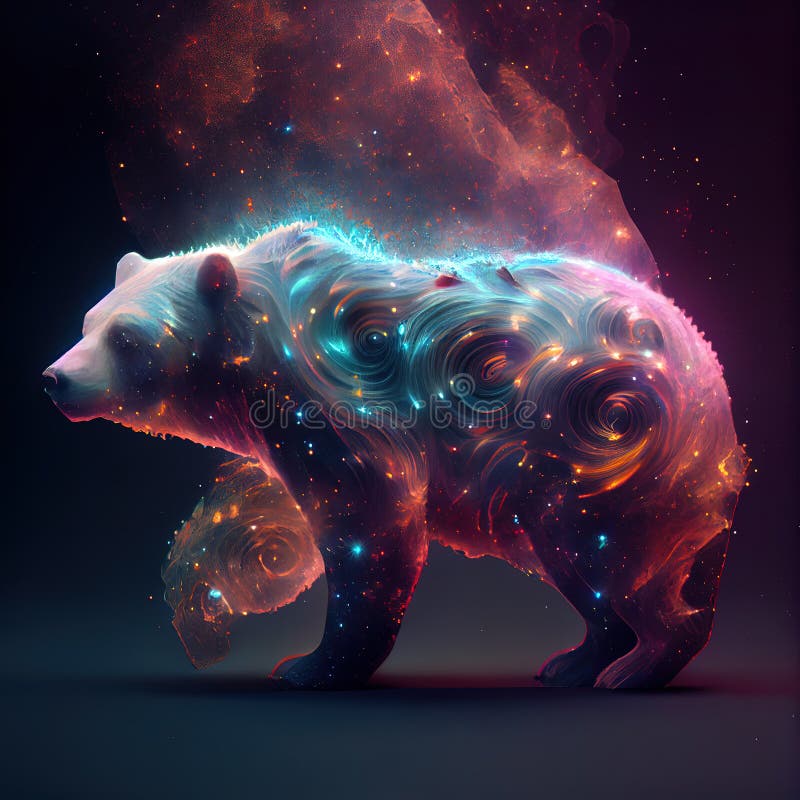 Bear from Galaxies Spirals Space Nebula Stars Smoke. AI Render Stock ...