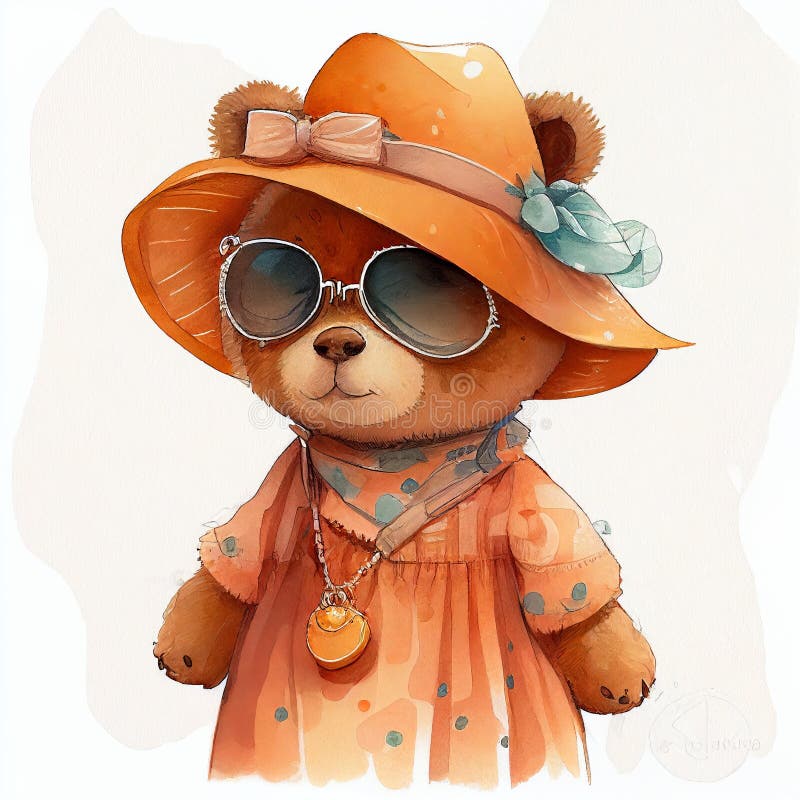 Bear Girl in Hat and Dress Character Generative AI Stock Illustration ...