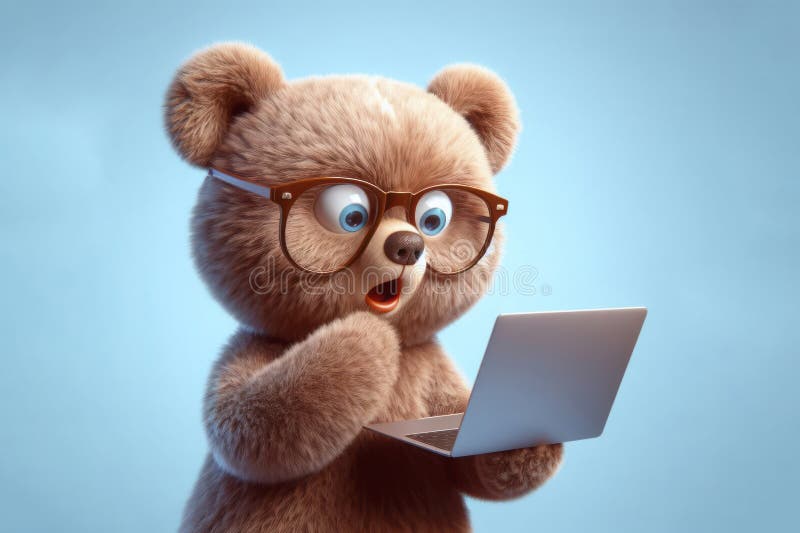 A Bear with Glasses and a Surprised Look on Her Face is Looking at a ...