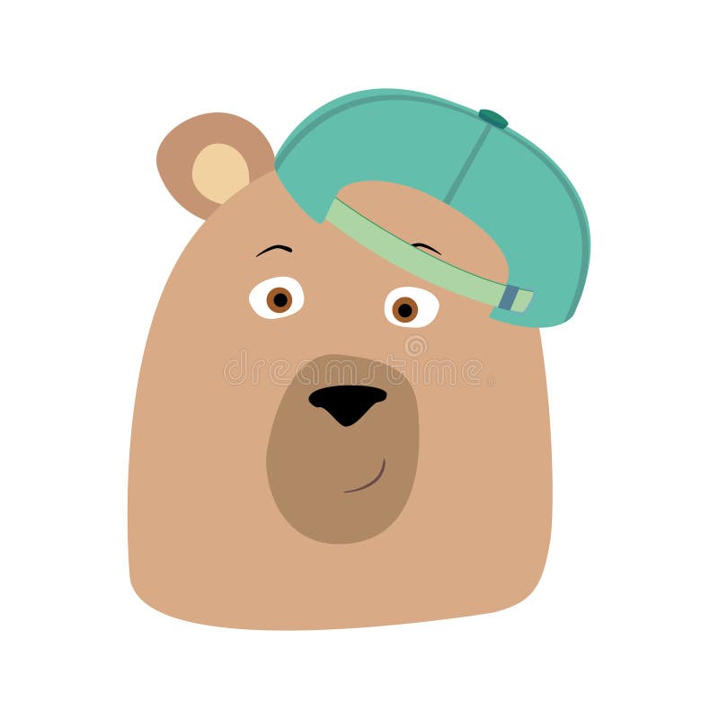 Bear in a Green Baseball Cap. Vector Illustration. Stock Vector ...