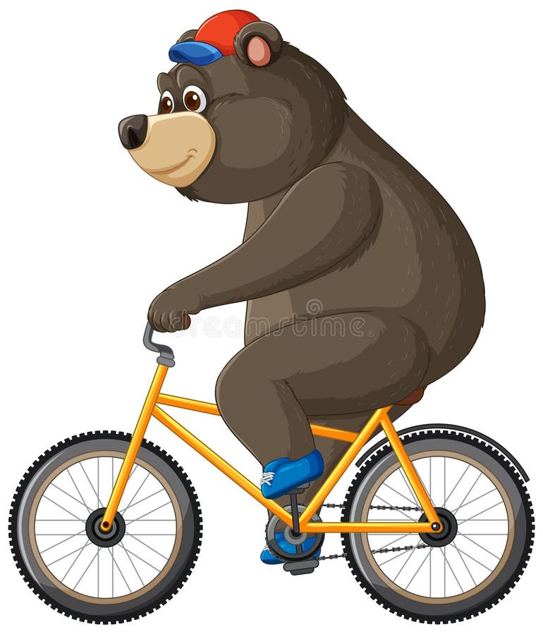 A bear happily cycling stock vector. Illustration of happiness - 347072697